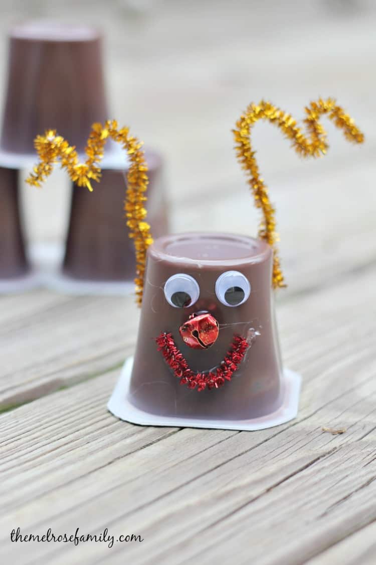 Rudolph Pudding Cups--Holiday Classroom Snack Idea