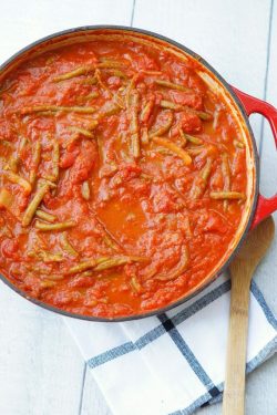 Syrian Green Beans in Tomato Sauce - Middle Eastern Dish