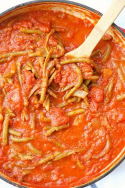 Syrian Green Beans in Tomato Sauce - Middle Eastern Dish