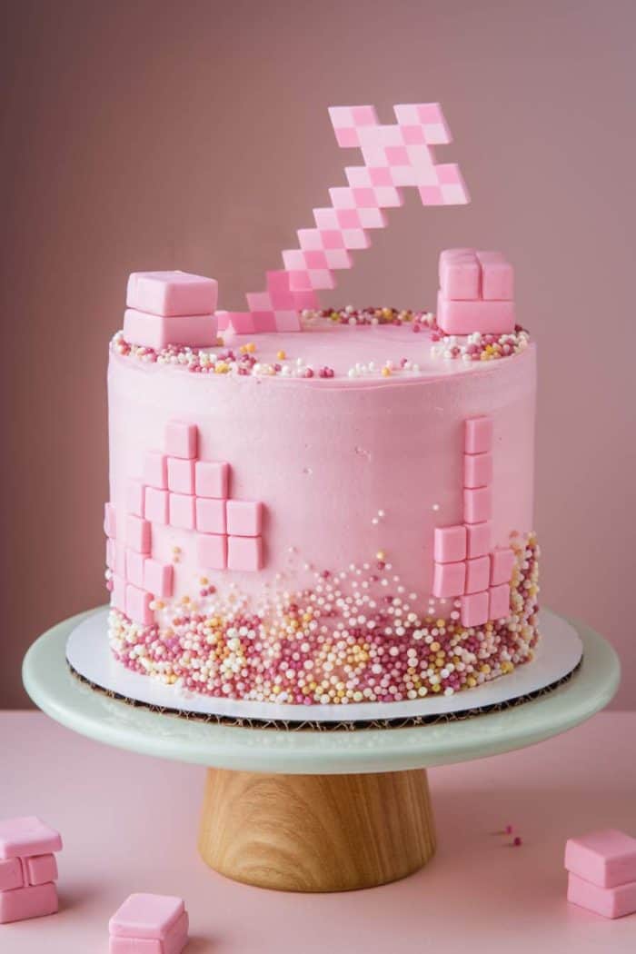 Minecraft Pickaxe And Sword Cake