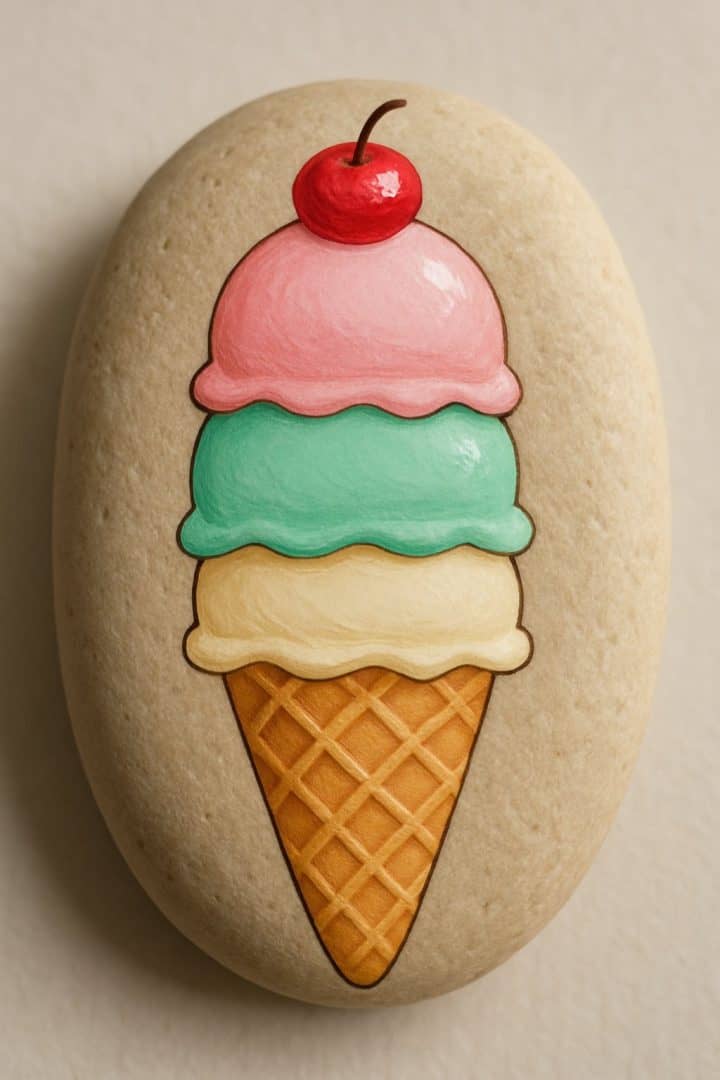 19 Ice Cream Painted Rocks Ideas: Sweet Summer Craft Inspo - The ...