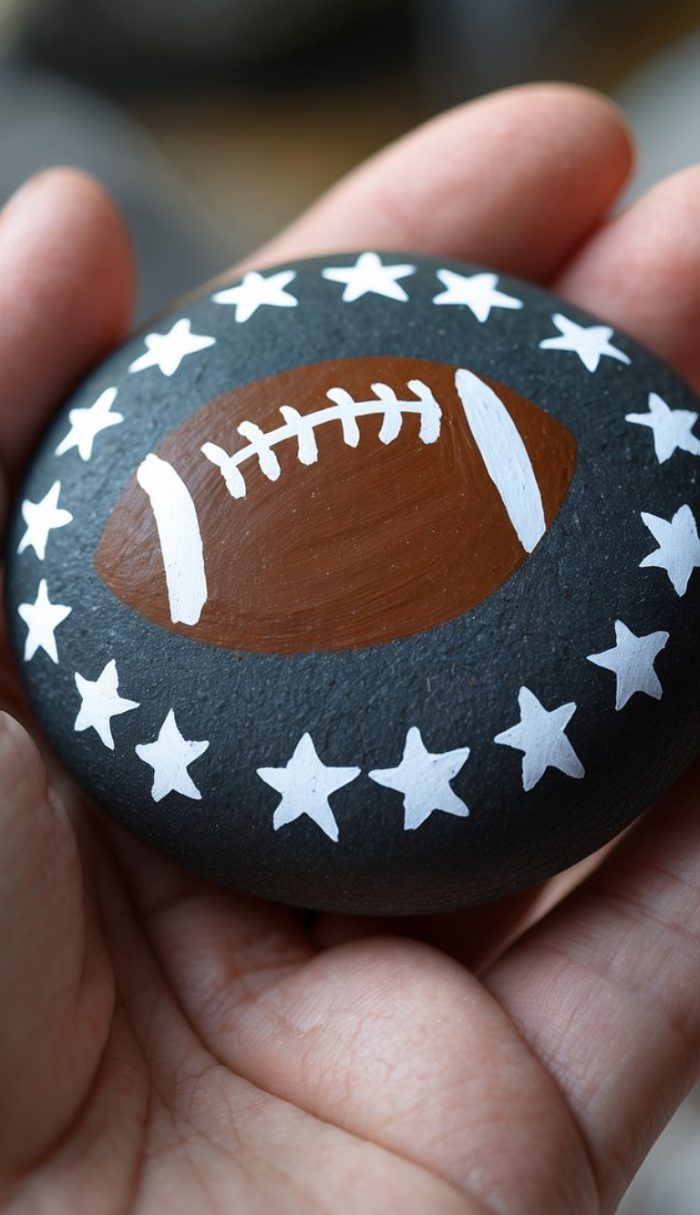 25 Football Painted Rock Ideas for Kids and Tailgate Parties - The ...