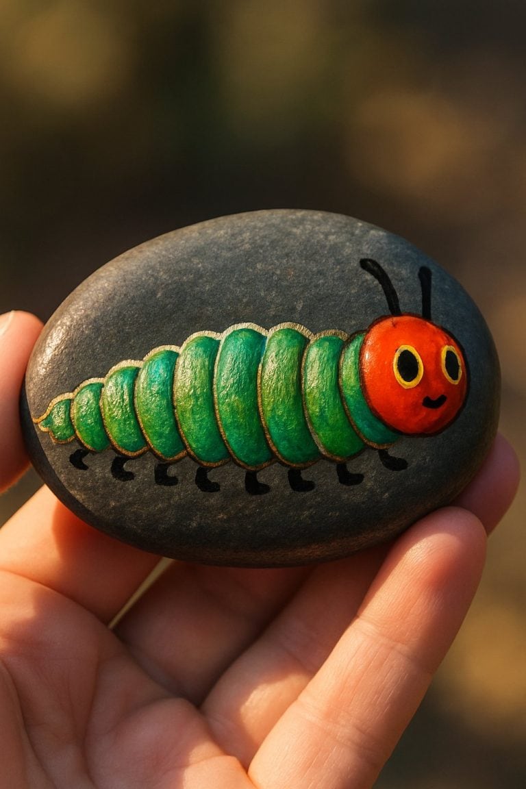 12 Caterpillar Painted Rocks for Garden and Play - The Melrose Family