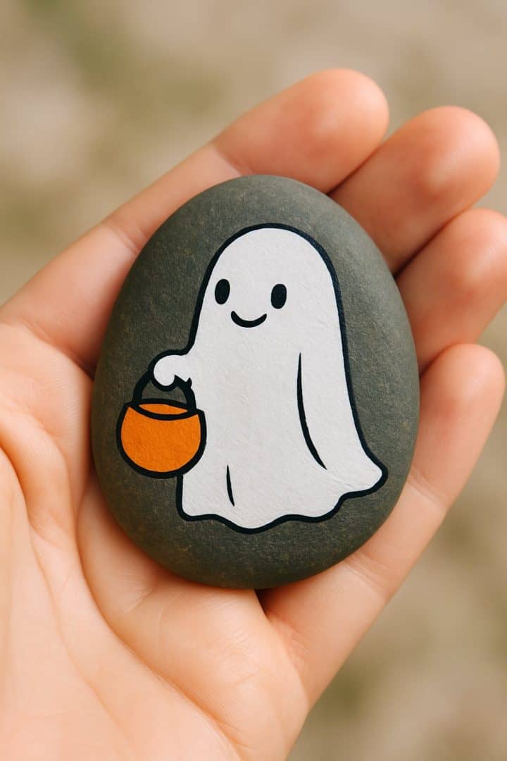 38 Ghost Painted Rocks Ideas That Are Cute and Creepy - The Melrose Family