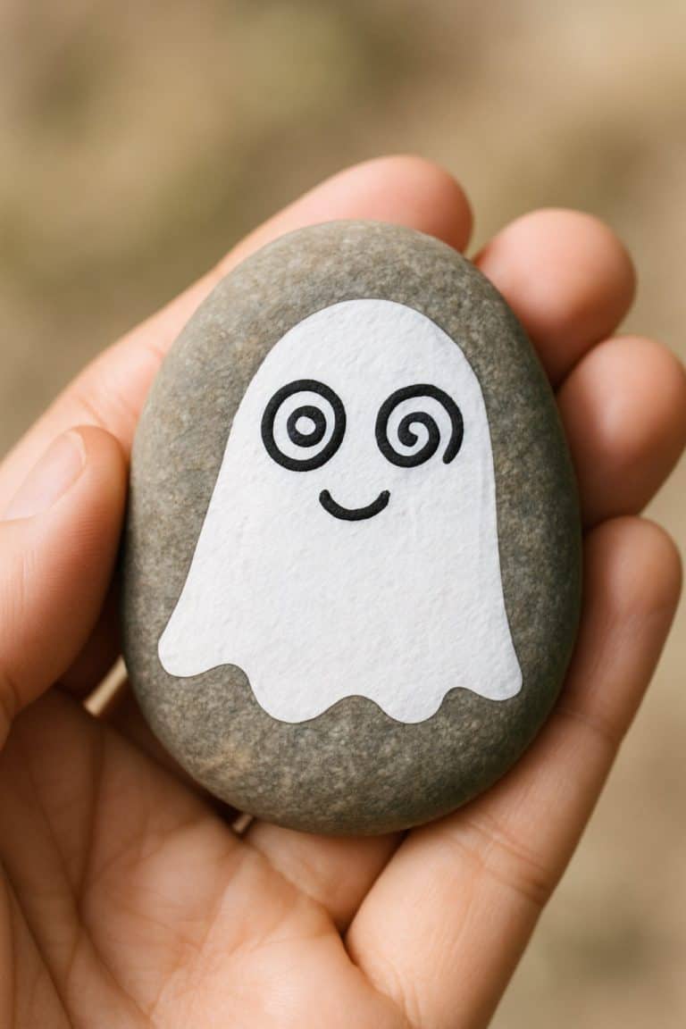 38 Ghost Painted Rocks Ideas That Are Cute and Creepy - The Melrose Family