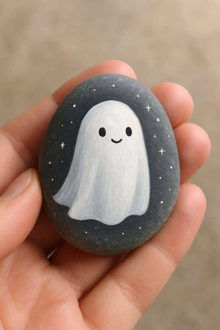 38 Ghost Painted Rocks Ideas That Are Cute and Creepy - The Melrose Family