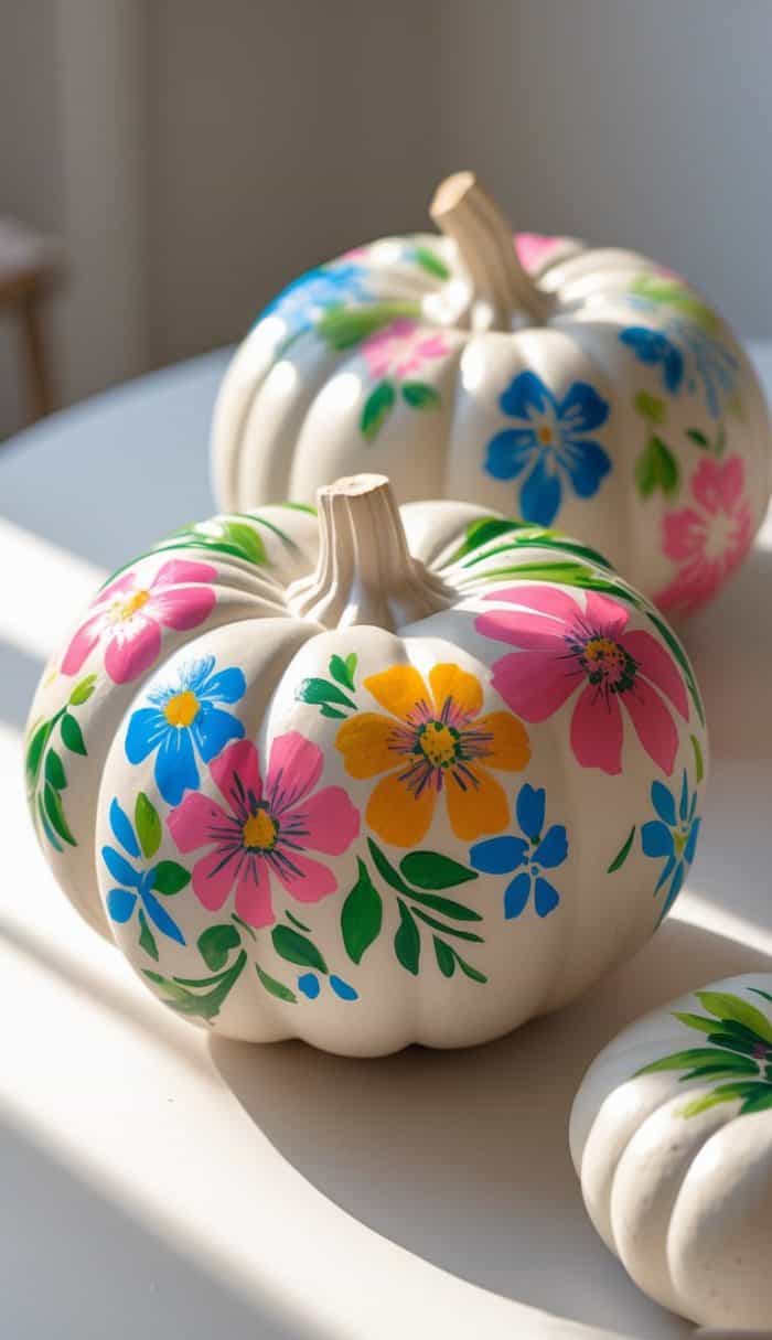 28 Floral Painted Pumpkin Ideas for Charming Seasonal Decor - The ...