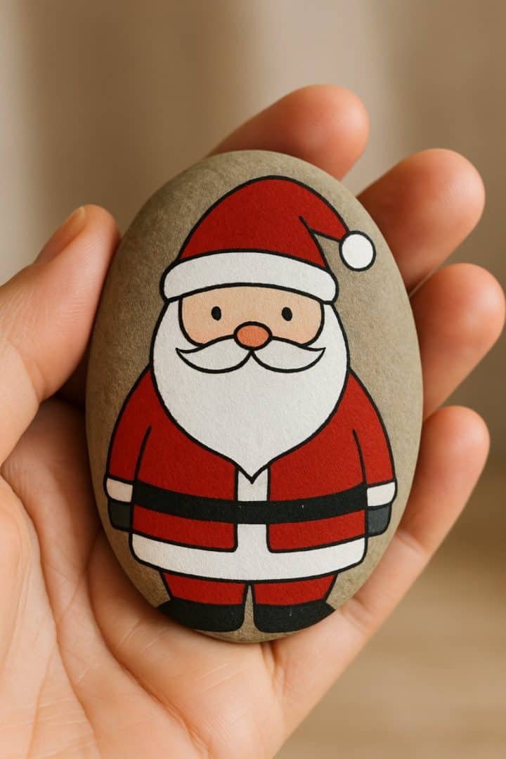35 Santa Painted Rocks Ideas for Festive Christmas Crafts - The Melrose ...