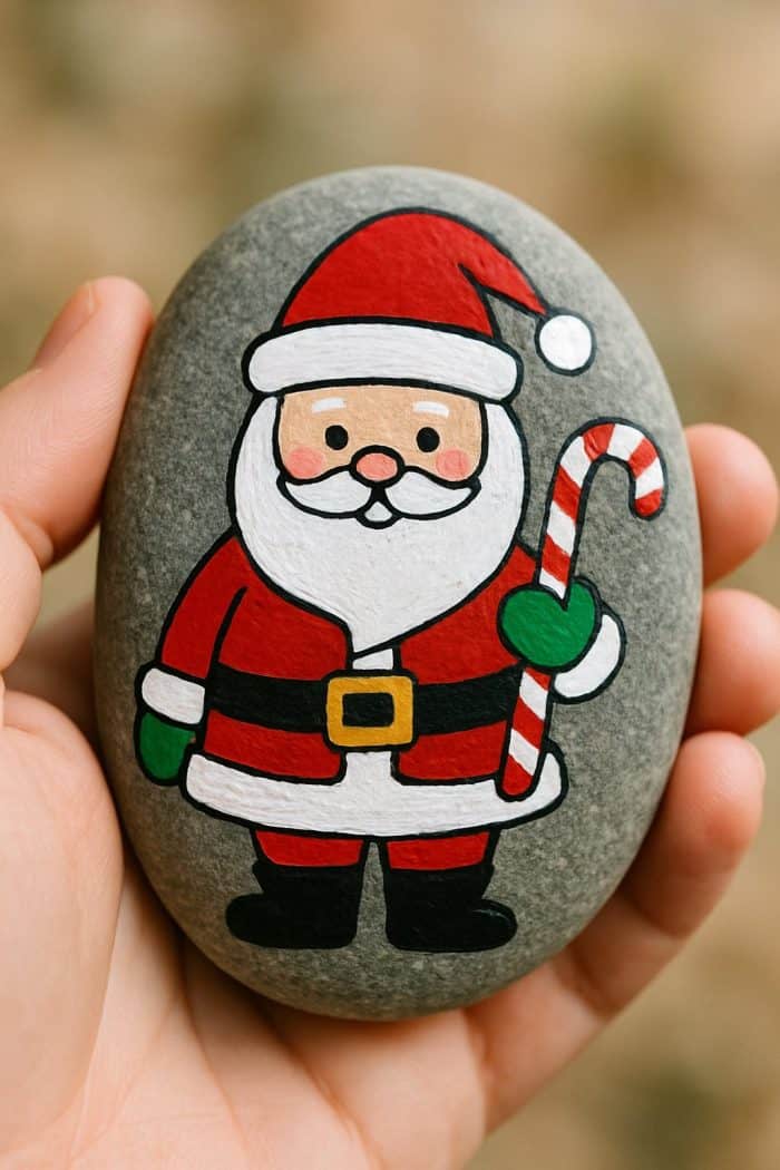 35 Santa Painted Rocks Ideas for Festive Christmas Crafts - The Melrose ...