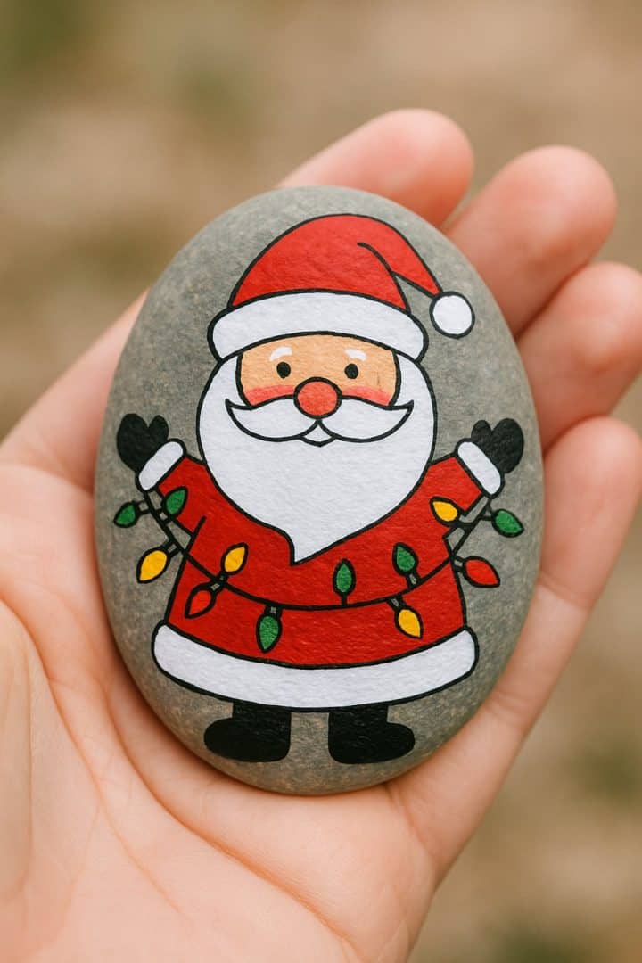 35 Santa Painted Rocks Ideas for Festive Christmas Crafts - The Melrose ...
