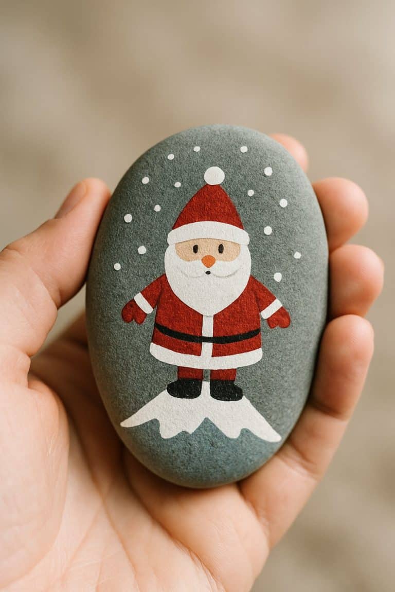 35 Santa Painted Rocks Ideas for Festive Christmas Crafts - The Melrose ...
