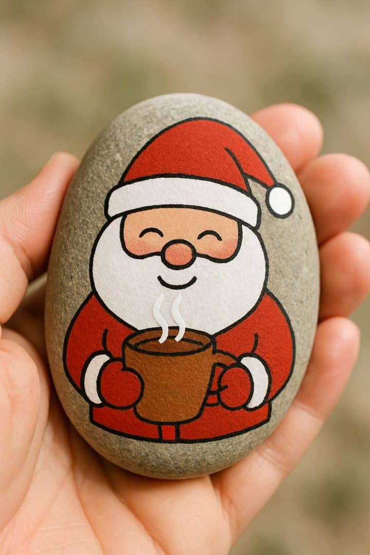 35 Santa Painted Rocks Ideas for Festive Christmas Crafts - The Melrose ...