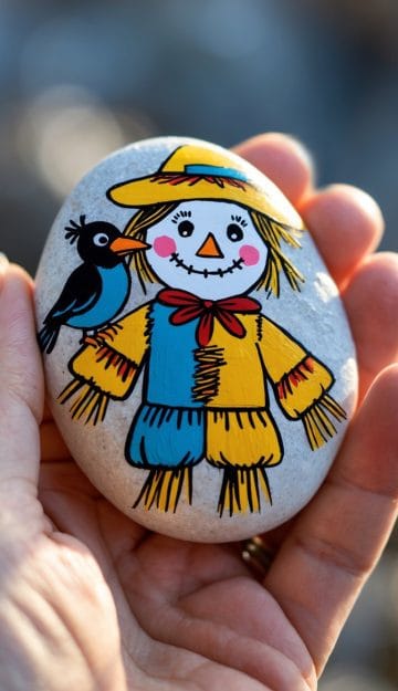 25 Scarecrow Painted Rock Ideas for Fun Fall Crafting - The Melrose Family